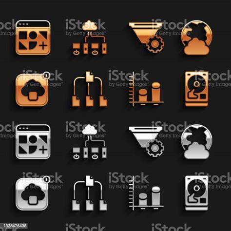 Set Folder Tree Social Network Hard Disk Drive Hdd Data Analysis Cloud