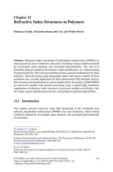 Pdf Refractive Index Structures In Polymers