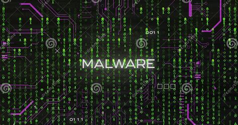 image of malware text and binary coding data processing over circuit