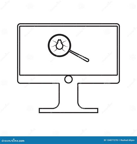 Beetle In The Magnifier On The Monitor Screen Icon Element Of Cyber Security For Mobile Concept