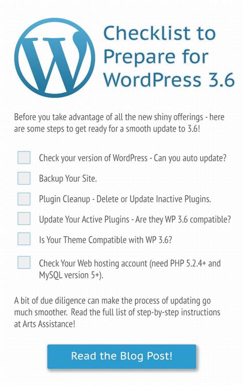 steps you can do now to prepare for wordpress 3 6 arts assistance