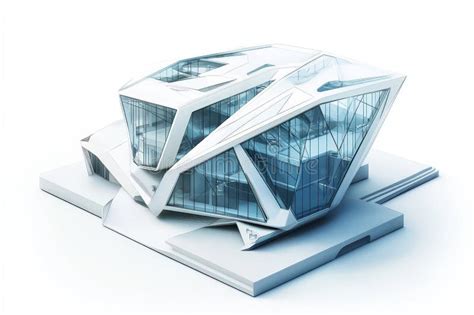 A Futuristic Architectural Design Featuring A Complex Geometric Structure With Glass Elements