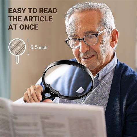Extra Large Led Handheld Magnifying Glass With Light 2x 4x 25x Lens