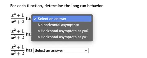 solved for each function determine the long run behavior