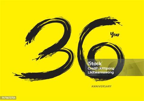 노란색 배경에 36주년 기념 축하 유형 36 숫자 디자인 36번째 생일 초대장 기념일 템플릿 숫자 디자인 벡터 서예 글꼴 타이포그래피 검은색에 대한 스톡 벡터 아트 및 기타
