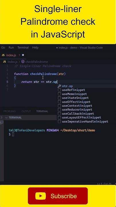 Single Liner Palindrome Check Cool Trick 🔥 Shorts Javascript Coding