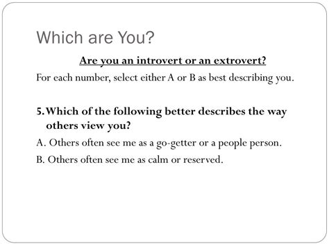 Ppt Introversion Vs Extroversion Powerpoint Presentation Free