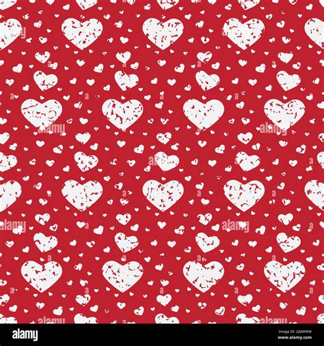 Red Background Seamless Pattern With Heart Repeating Design For