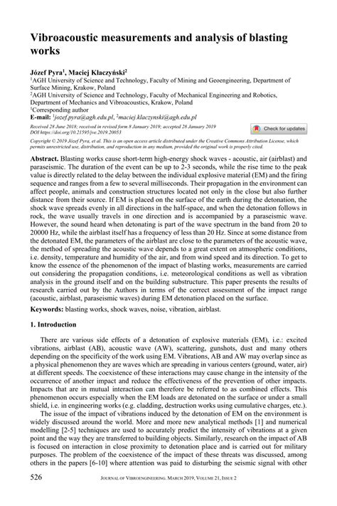 Pdf Vibroacoustic Measurements And Analysis Of Blasting Works
