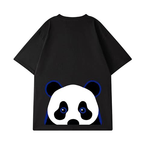 Graphic Tee With Panda Cartoon Helloice Apparel