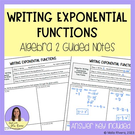 Writing Exponential Functions Guided Notes For Algebra Made By Teachers