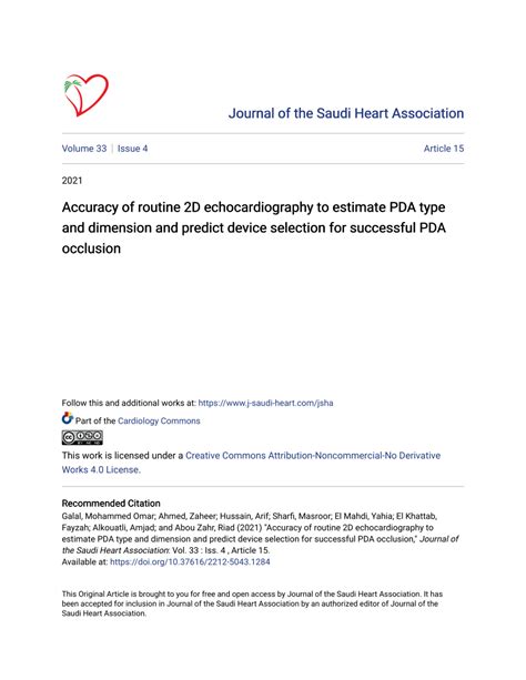 PDF Accuracy Of Routine D Echocardiography To Estimate PDA Type And Dimension And Predict