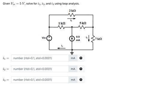 Solved Given Vin5v Solve For I1i2 And I3 Using Loop