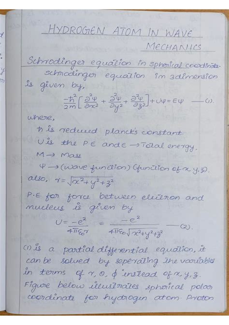 Hydrogen ATOM IN WAVE Mechanics Physics Studocu