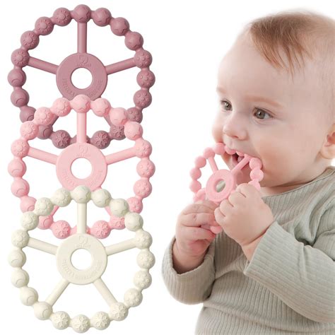 3 Pack Ring Teether Silicone Teething Ring Toys For