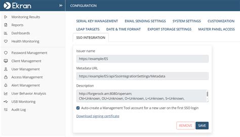 Configuring Ekran System Integration With Forgerock Sso
