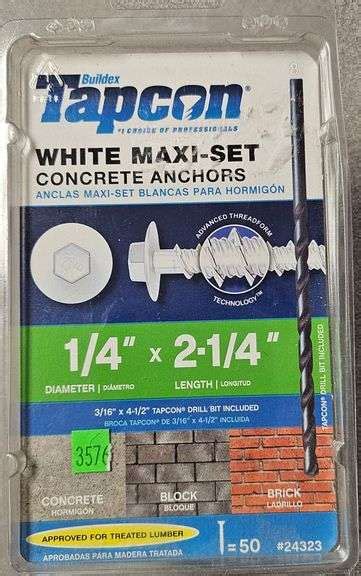 Tapcon Maxi Set Concrete Anchors With Drill Bit 14 In X 2 14 In