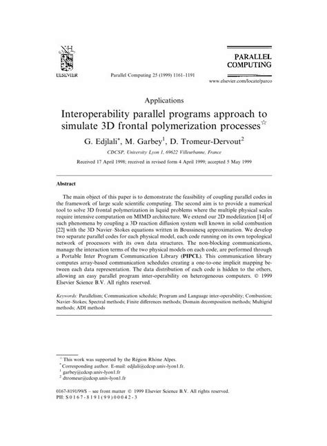 Pdf Interoperability Parallel Programs Approach To Simulate 3d Frontal Polymerization
