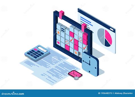 Time Management Business Strategy Planning Concept Vector 3d Isometric Illustration Of