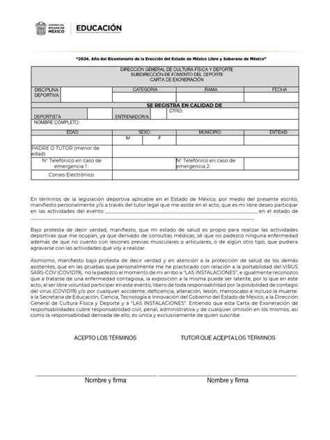 Carta De Exoneracion Nacionales Pdf