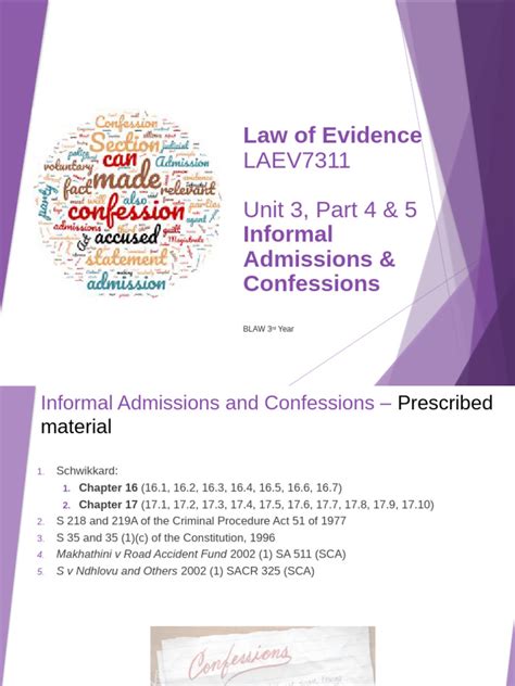 laev7311 unit 3 part 4 and 5 pdf confession law hearsay