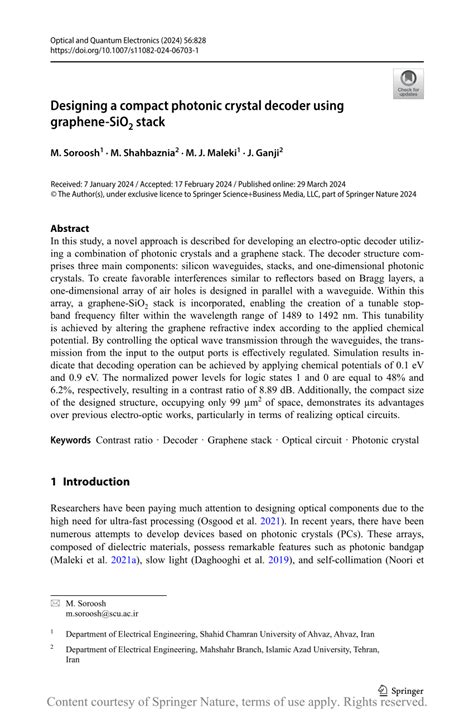 designing a compact photonic crystal decoder using graphene sio2 stack
