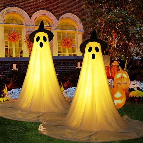 Forup Halloween Ghost Decor Set Of 3 Lighted Cute Ghost