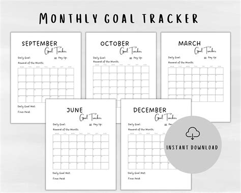 Monthly Daily Goal Tracker Printable Daily Habits Tracker Which Helps To Save Money To Achieve