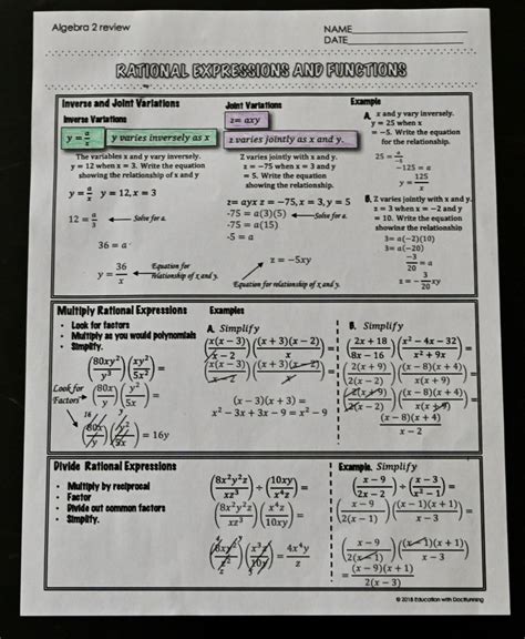 Graphing Rational Functions Activity Puzzle Education With DocRunning