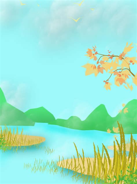 Background Latar Belakang Ilustrasi Embun Putih Biru Kuning Daun Maple Latar Belakang Untuk