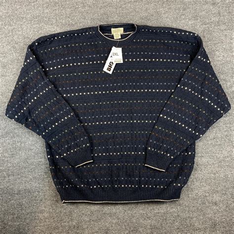 Vintage St Johns Bay Sweater Mens Xxl Blue Long Depop