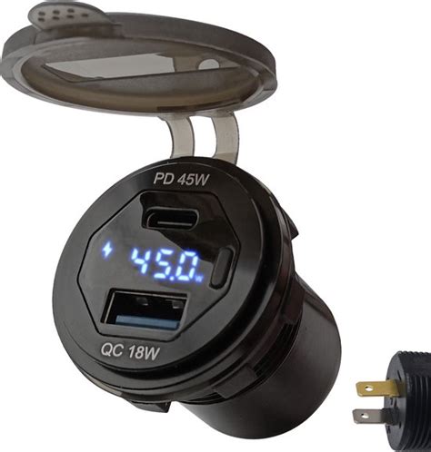 Proride V Usb Usb C Autolader Poorten Inbouw Met Schakelaar En Wattagemeter W Bol