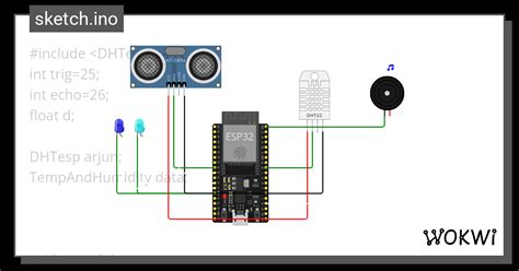 Ultrasonic Sensor And Dht22 Sensor Wokwi Esp32 Stm32 Arduino Simulator