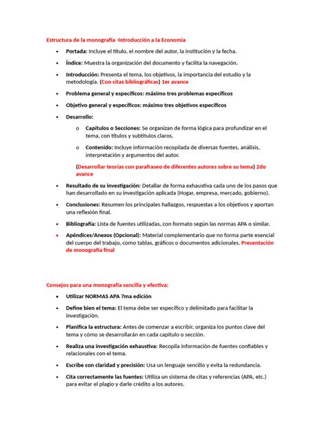 Estructura De La Monografía Introducción A La Economía Pdf
