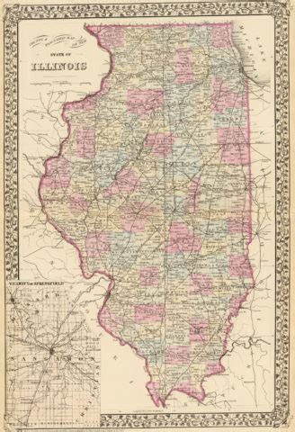 Old Historical City County And State Maps Of Illinios