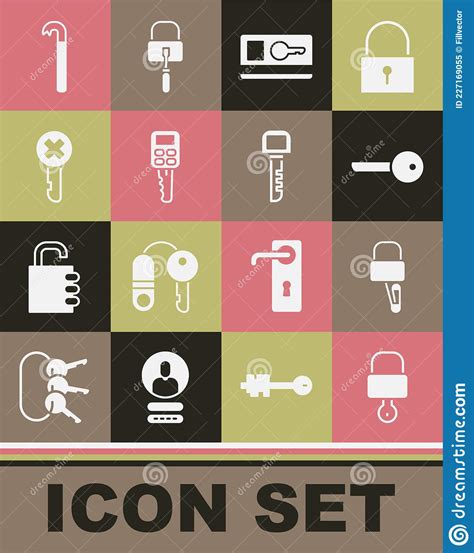 Set Lock And Key Picks For Lock Picking Key Card Car With Remote Wrong Crowbar And Icon