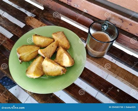 Fried Cassava In Wood Background Royalty Free Stock Image