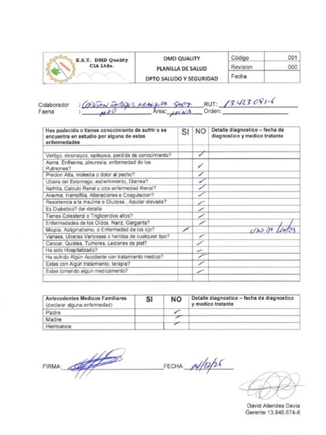 2 Planilla De Salud Pdf