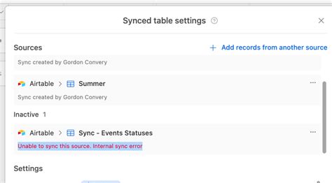 Sync Error Unable To Sync This Source Internal Sync Error Airtable Community