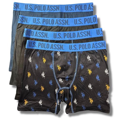U S Polo Mens Pack X4 221 Stretch Navy Print Medium Underwear
