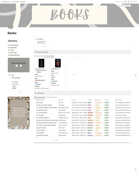Bookshelf Notion Template Bookshelf Notion Template