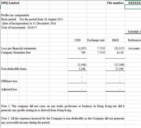 Tax Comp Template For Offshore Claim Hk Account Qanda
