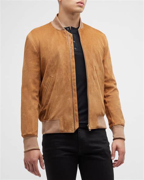 Bally Mens Suede Bomber Jacket Neiman Marcus