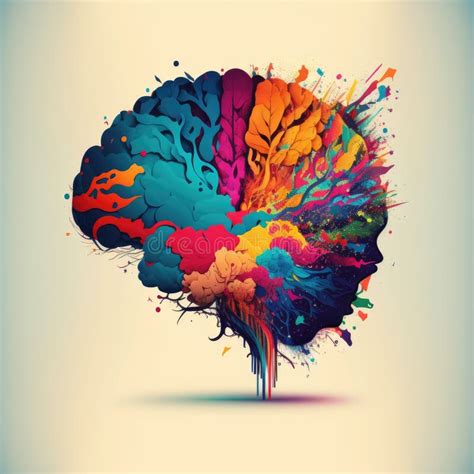 Creative Colorful Abstract Human Brain On A Dark Background Knowledge