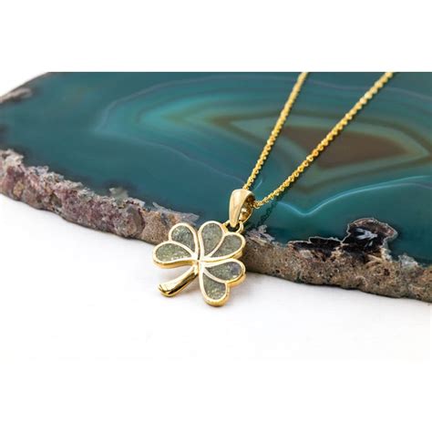 Gold Shamrock Connemara Marble Necklace From My Irish Jeweler