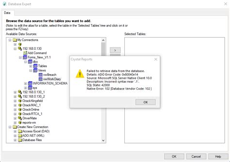 Crystal Reports 2008 Will Not Allow Me To Add A Specific View As A