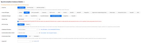 creating a drs task from on premises oracle to gaussdb centralized real