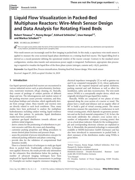 Pdf Liquid Flow Visualization In Packed‐bed Multiphase Reactors Wire
