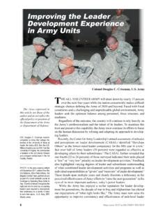 Improving The Leader Development Experience In Army Units Improving The Leader Development