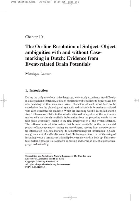 Pdf Sentence Processing Using Syntactic Semantic And Thematic Information